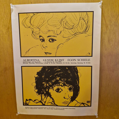 GustavKlimt&EgonSchiele 席勒复古海报 黄色波谱风人物装饰画芯