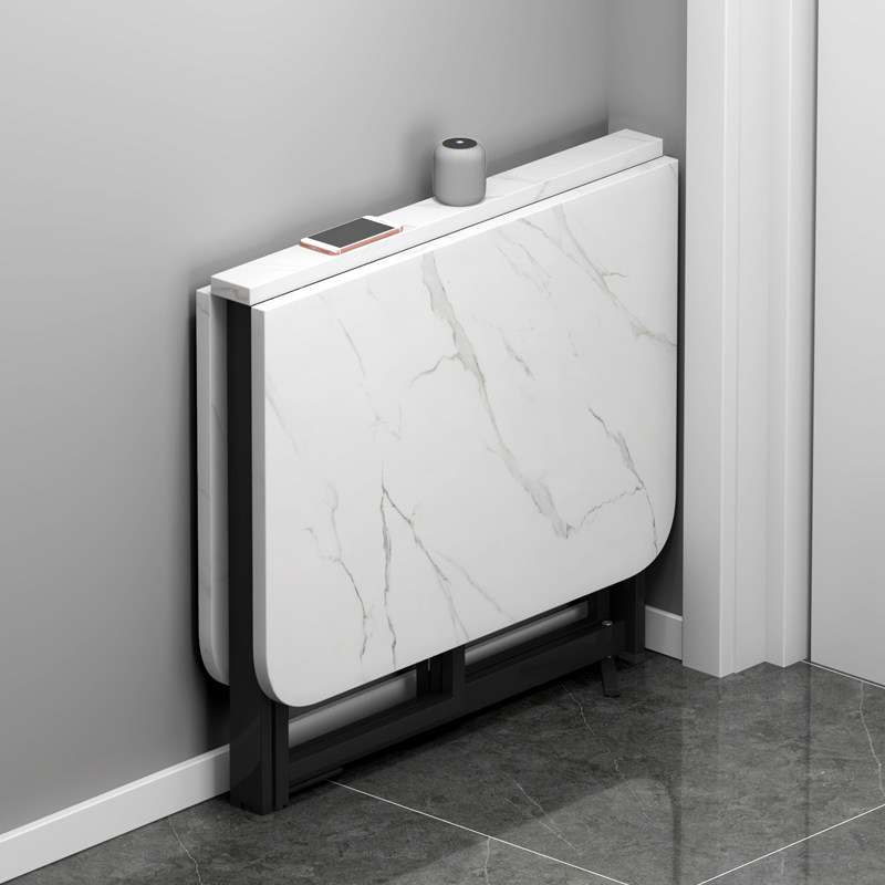 折叠桌简约餐厅长方形吃饭桌子家用客厅小户型创意超薄可折叠餐桌_虎窝淘