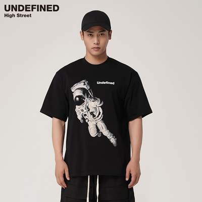 undefined短袖潮牌宇航员印花T恤