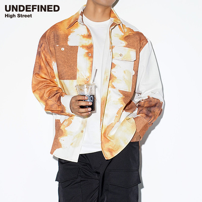 undefined方领长袖咖啡泼洒衬衫