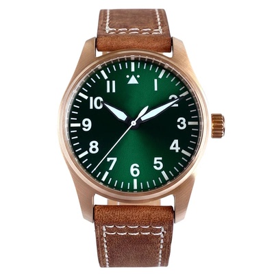 实心铜机械手表男生腕表NH35 PT5000机芯39mm铜壳潜水飞行员表