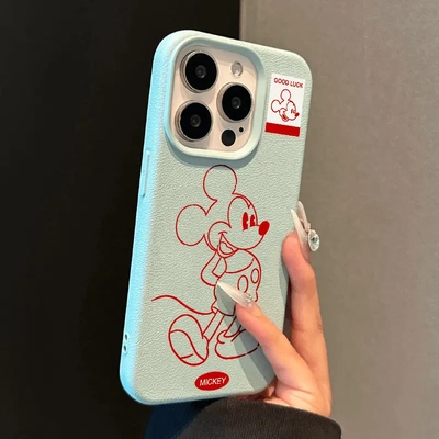卡通适用iphone16Pro苹果14promax硅胶手机壳13米奇12皮纹15pluss