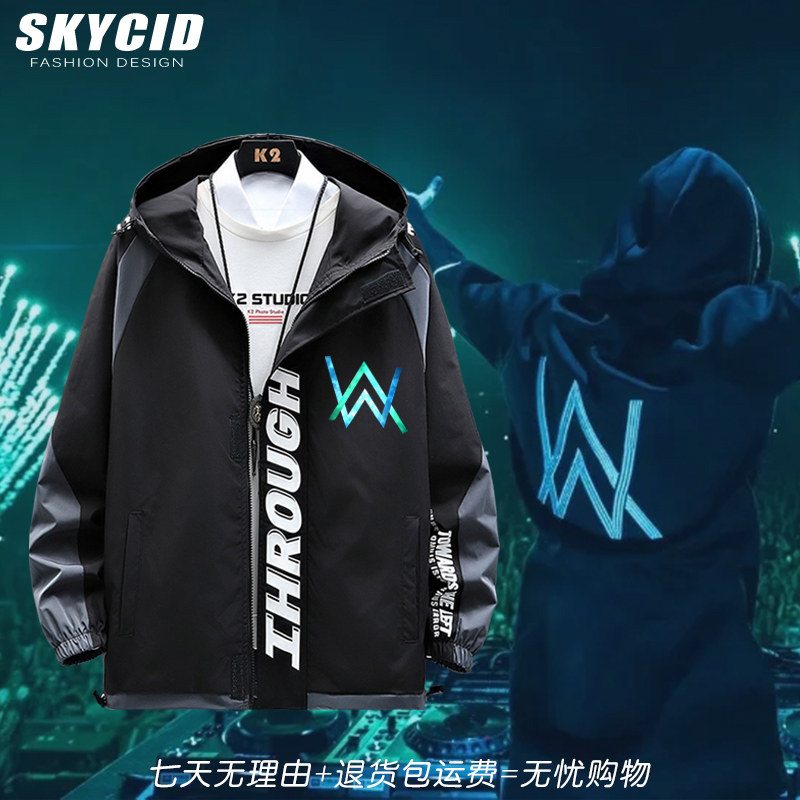 艾伦沃克周边潮流男女秋冬季连帽夹克外套加棉加厚休闲宽松衣服yd
