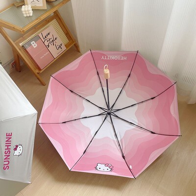 凯蒂猫渐变高颜值三折晴雨伞