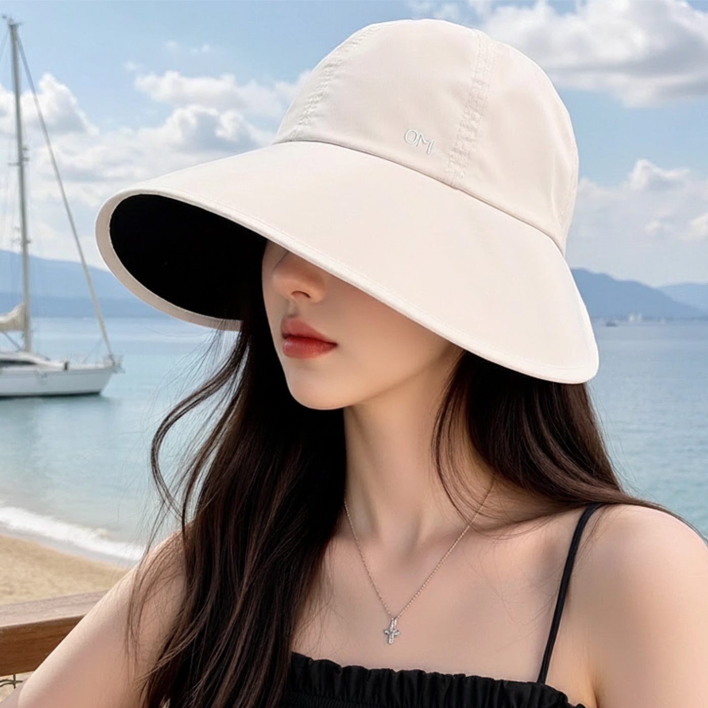 防晒帽子女款2026新款夏季黑胶大帽檐遮阳帽女防晒防紫外线渔夫帽