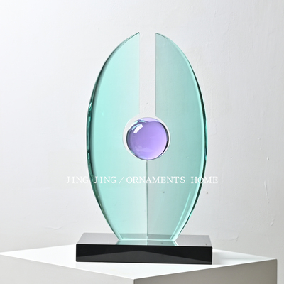 意式湖水绿水晶大摆件家居玄关柜过道展示台电视柜装饰艺术品摆件