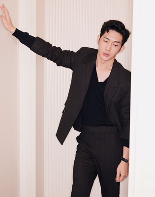 明星同款BV双排扣单西服外套黑灰色细条纹修身休闲正装西装外套