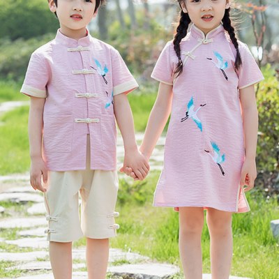 小学生校服男童夏装汉服童装中国风儿童幼儿园园服唐装女童连衣裙