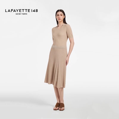 LAFAYETTE148/拉飞逸不对称裙摆针织半身短裙