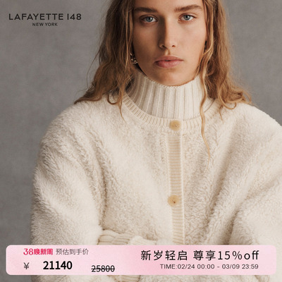 【26早春新款】LAFAYETTE148/拉飞逸针织双面羊剪绒皮毛一体外套