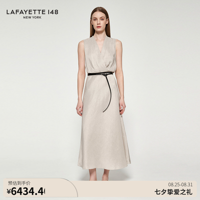 【25夏季新款】【博主同款】LAFAYETTE148/拉飞逸V领裹身连衣裙
