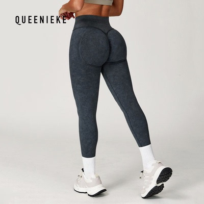 无缝砂洗瑜伽裤高腰提臀紧身长裤跑步运动健身瑜伽长裤女健身裤
