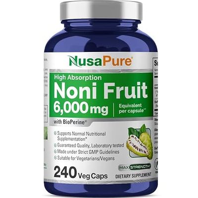 NusaPure Noni Fruit 6，000mg 240 Vegetarian caps (Extract