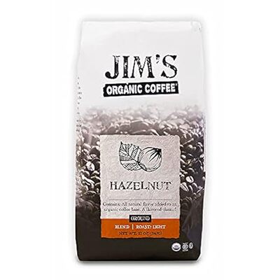 Jim’s Organic Coffee – Hazelnut， All Natural Flavored Ble