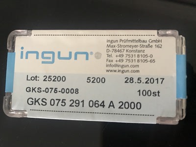 厚金INGUN 英刚探针GKS075 291 064 A2000 菱形尖头 针身直径1.02