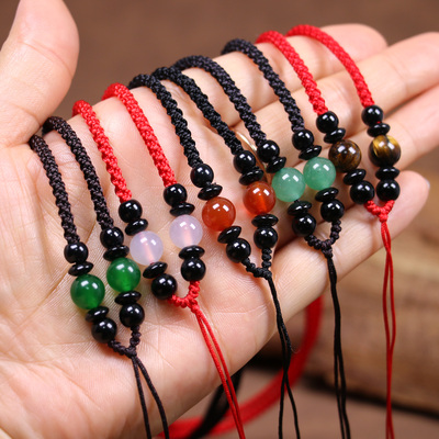 手工编织玛瑙可调节粗项链吊坠绳