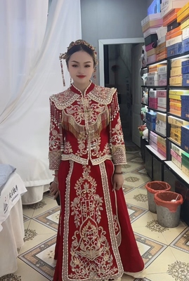 秀禾服新娘头饰中式婚礼简单大气宫廷步摇流苏结婚发饰古装凤冠女