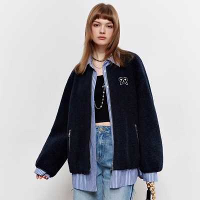 ROCHAROMA2025秋冬 假两件拼接条纹夹克