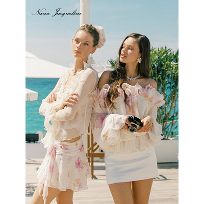 Nana Jacqueline 26SS 斜肩多层花边套装女长袖慵懒松弛感小衬衫