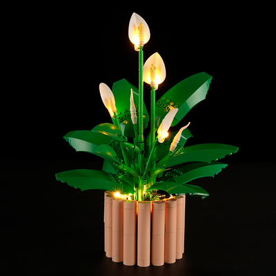 YEABRICKS LED灯饰适用于11504和平百合积木灯光组改件氛围灯摆件