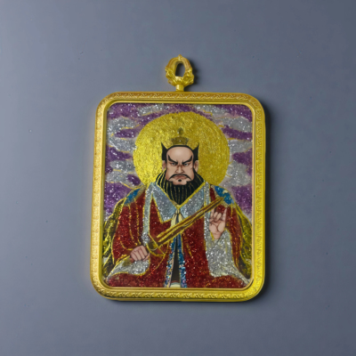 文仰阁张道陵黄铜道牌唐卡吊坠