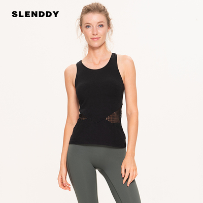 Slenddy Oamellia瑜伽服运动背心紧身无袖T上衣女带胸垫S1301