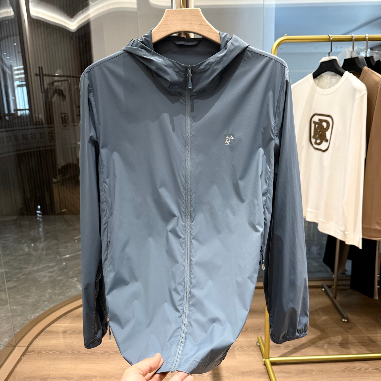 【H家】UPF50+户外防晒衣 夏季薄款男士简约休闲连帽冰丝速干外套