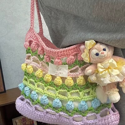 毛线手工diy彩虹郁金香包材料包