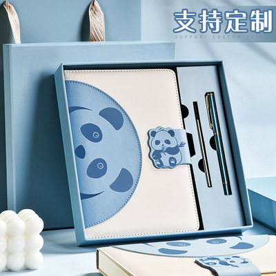 高颜值手账本子新款网红熊猫本子皮面日记本磁扣卡通文艺a5笔记本可爱记事本可定制LOGO商务办公工作笔记本