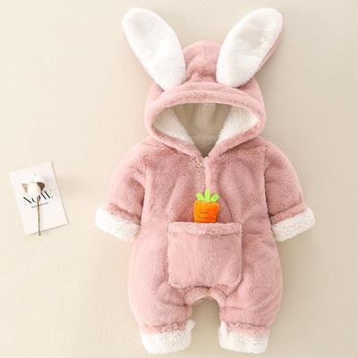 Baby bunny onesie with fleece lining  warmth连体衣加绒保暖