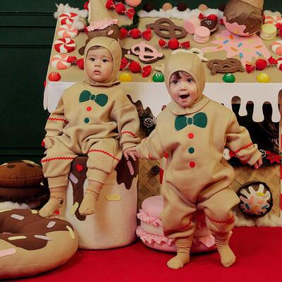 Christmas jumpsuit ins baby long sleeved set圣诞连体衣套装