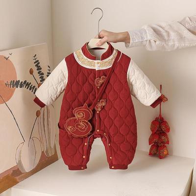 Newborn baby padded one-piece clothes New Year greetings套装