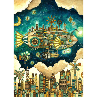 限量版 绝版现货 日本EPOCH进口拼图 西村典子 机械飞鱼城 500片