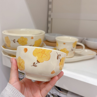 秋意盎然黄花陶瓷餐具家用