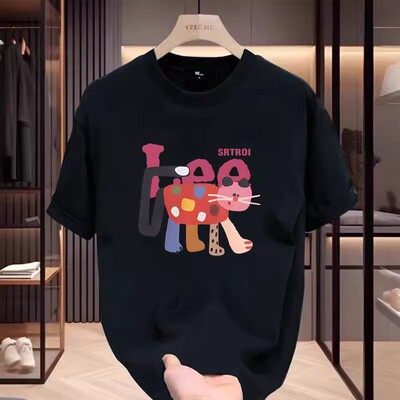 NASA联名100%纯棉卡通印花短袖T恤男夏季宽松潮流百搭趣味上衣服