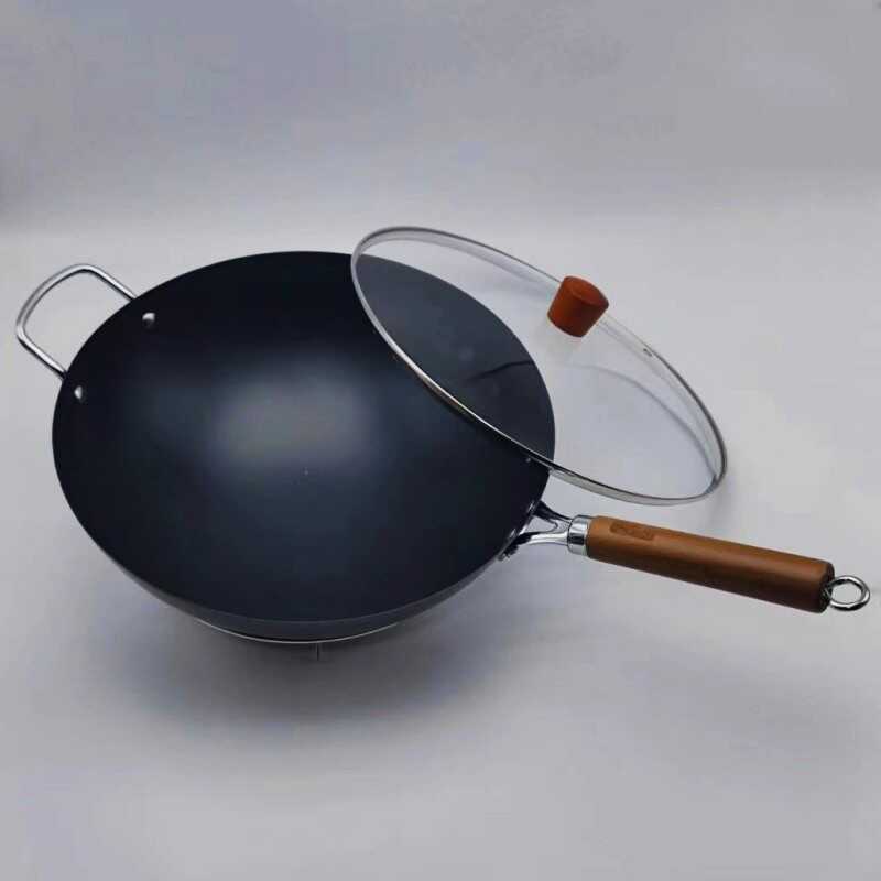 铁锅炒锅家用精铁炒菜老式聚油圆底炒菜铁锅燃气煤气灶适用不易沾