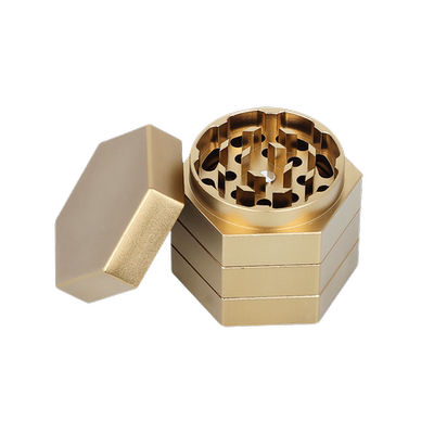 六边形菱形铝合金研磨器手动4层50mm金属碎烟斗草磨烟器Grinder