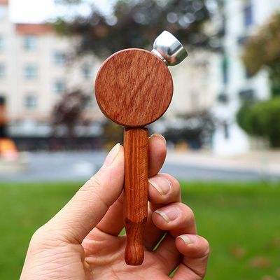 跨境热销木制烟斗个性旋转带盖木头便携式旱烟斗直式Wooden pipe