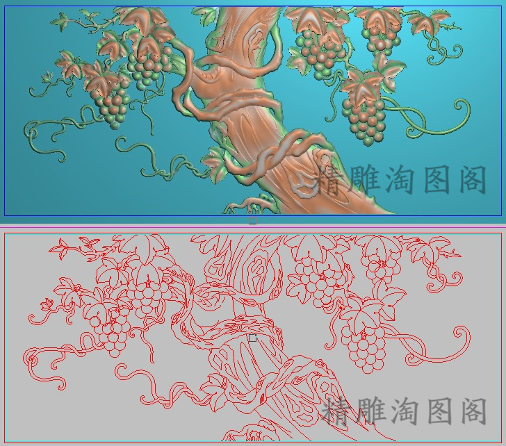 松鼠葡萄沙发靠背精雕图灰度图浮雕图精品葡萄宝座椅背板770x335