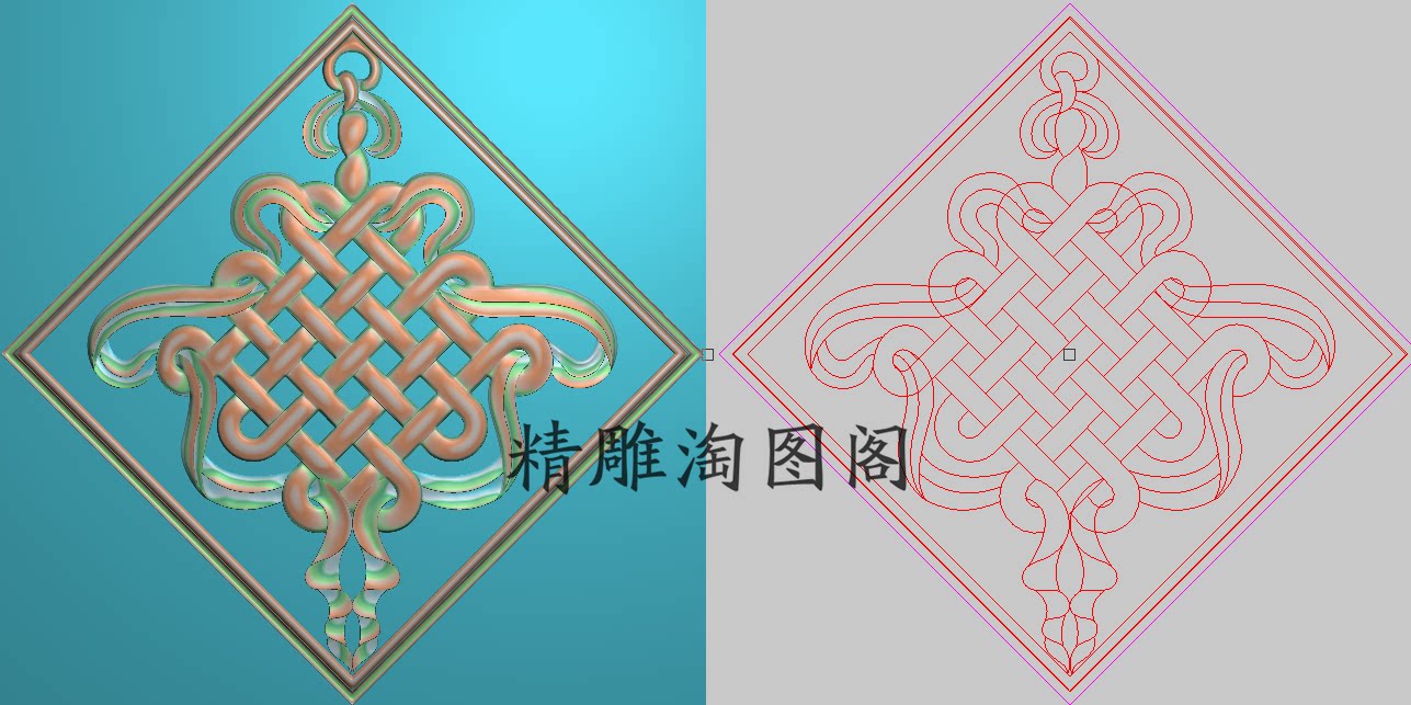 精雕图中国结床椅背板边板门板灰度图浮雕中国结飘带镂空挂屏挂件