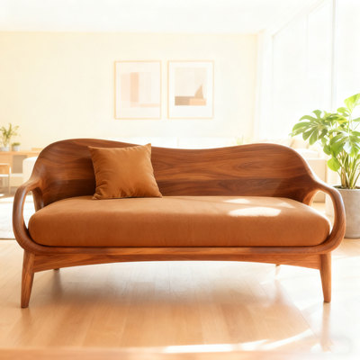 别墅轻奢办公室宋式美学沙发设计师同款黑胡桃木高端定制休闲家具