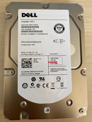 Dell 450G 15k 3.5 SAS ST3450857SS 0R749K R410 R710服务器硬盘