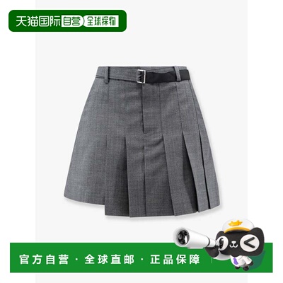香港直邮Sacai 女士 褶裥羊毛短裤 2608573 grey灰色 舒适时尚