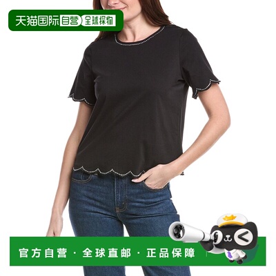 自营CeCe Scalloped Shirt - black 美国奥莱直发上衣