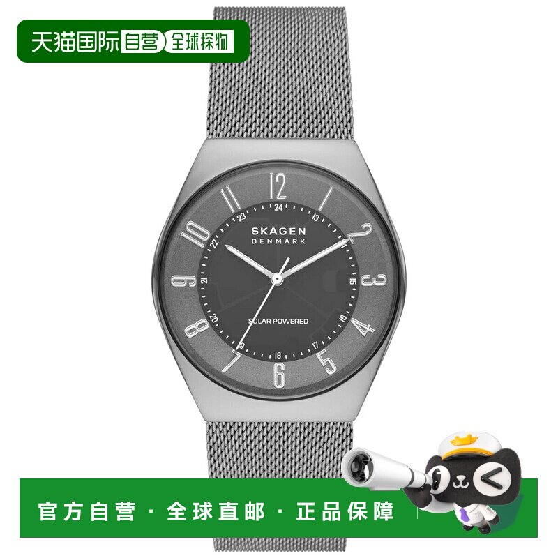 日本直邮SKAGEN 男士手表 GRENEN 太阳能 SKW6836 炭灰色不锈钢网