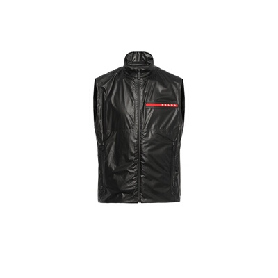 Prada普拉达 Re-Nylon男士黑色尼龙logo标识马甲