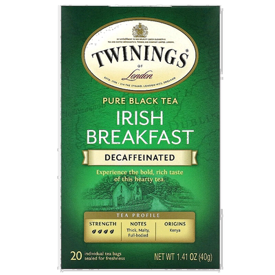 香港直邮川宁,全红茶，爱尔兰式早餐，脱因，20 茶包，1.41 盎司4