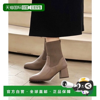 日本直邮Oriental Traffic 方形鞋头中跟靴 [31403 OR526BW002498