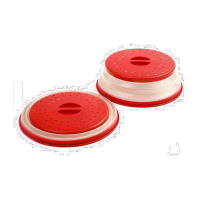 自营 Norpro Knockdown 可折叠微波炉食品盖，红色/透明 - 红色