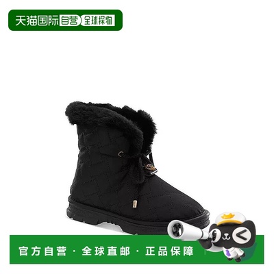 自营Kurt Geiger Orson 8488100229儿童黑色人造毛皮绗缝充气靴ZP